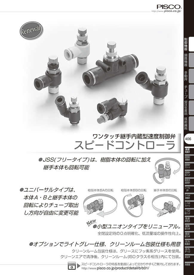速度控制閥 速度控制器 聯管直線型 | PISCO（匹士克） | MISUMI【台灣三住】